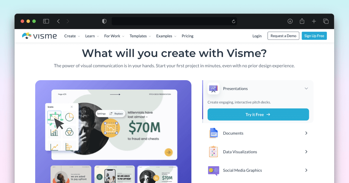 Visme - Mockups tool - Twork.me - Discover the best Tools